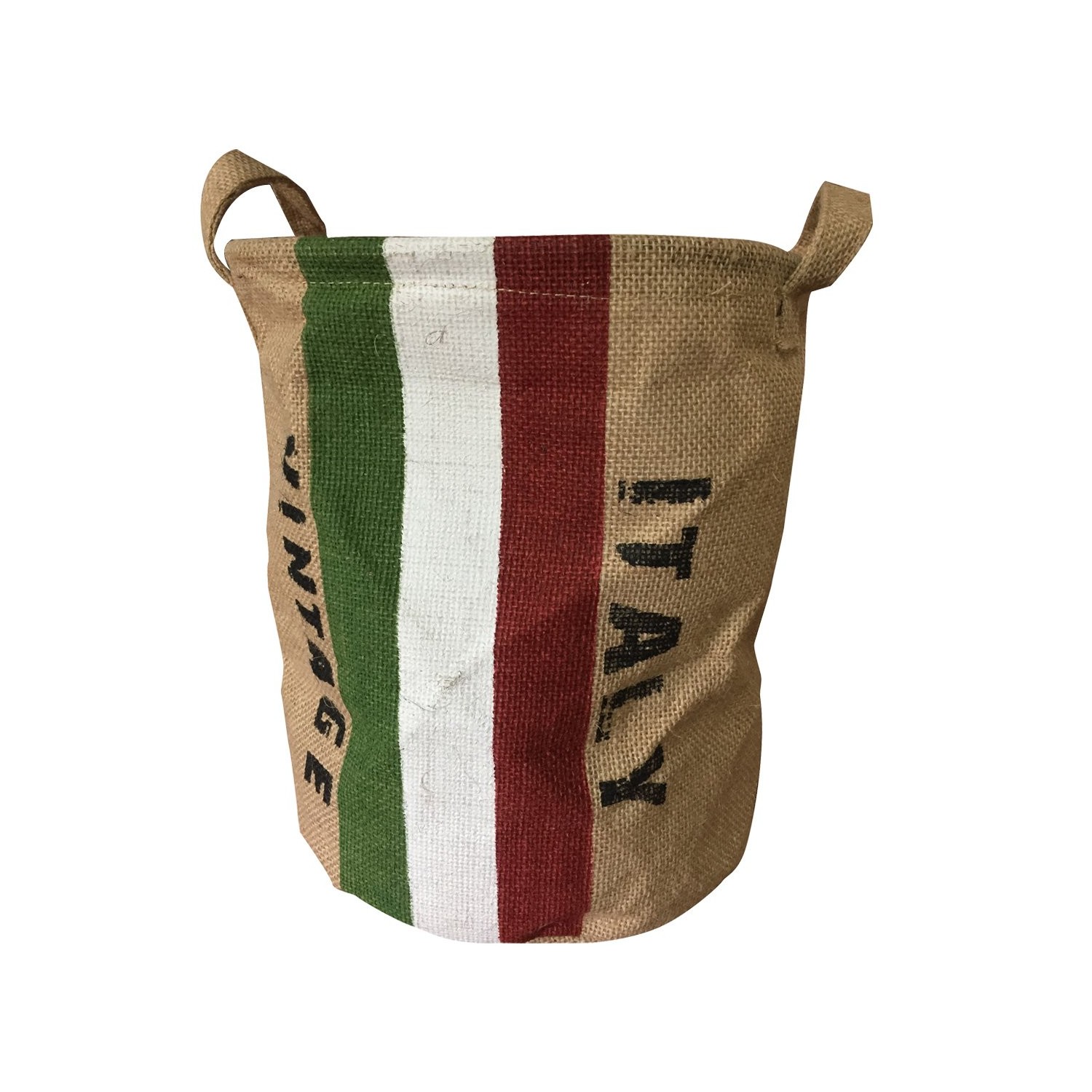 NewFerU Collapsible Vintage Round Burlap Woven Storage Basket Bin Linen ...