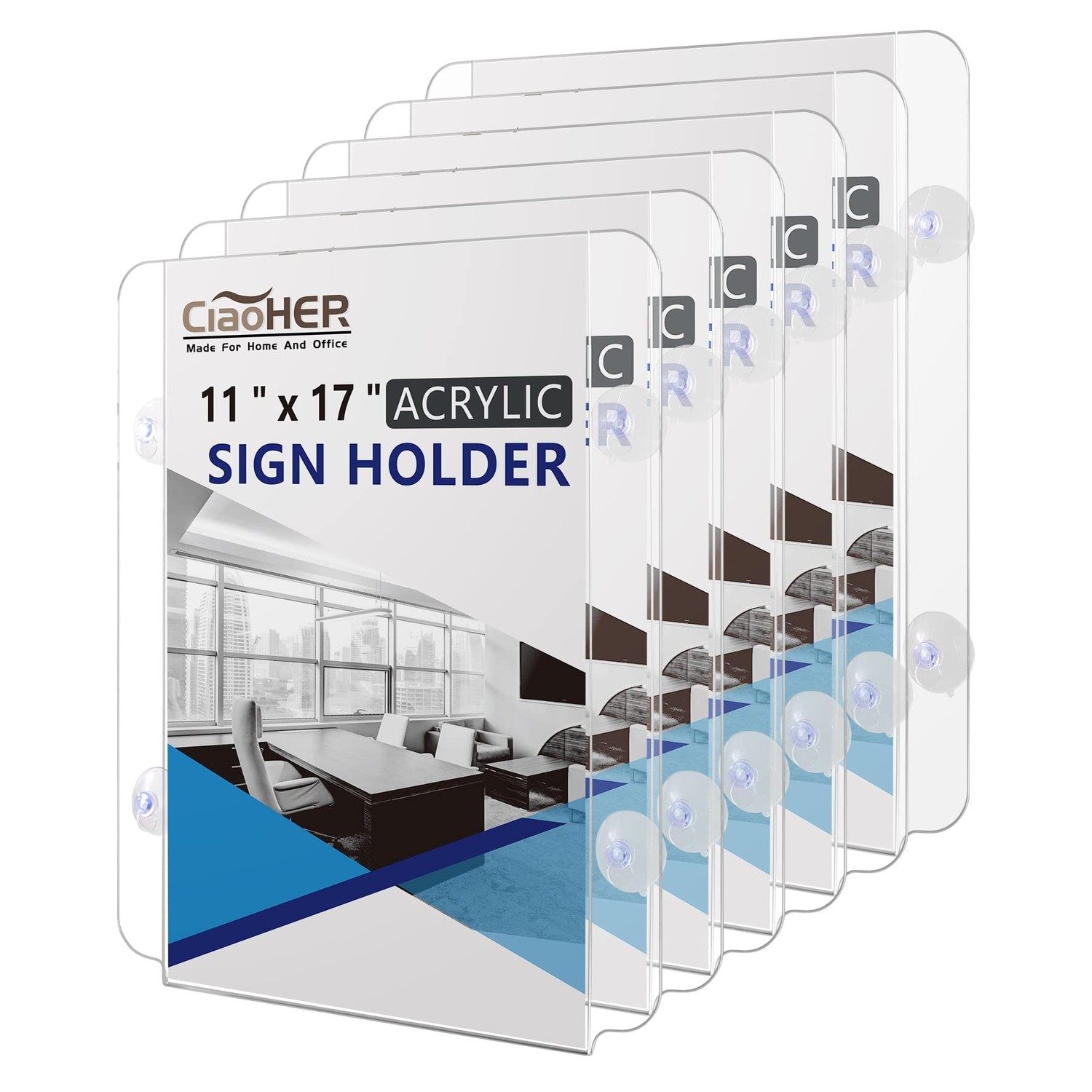 CiaoHER Acrylic Window Sign Holder 11 x 17, Clear Acrylic Frames Glass ...