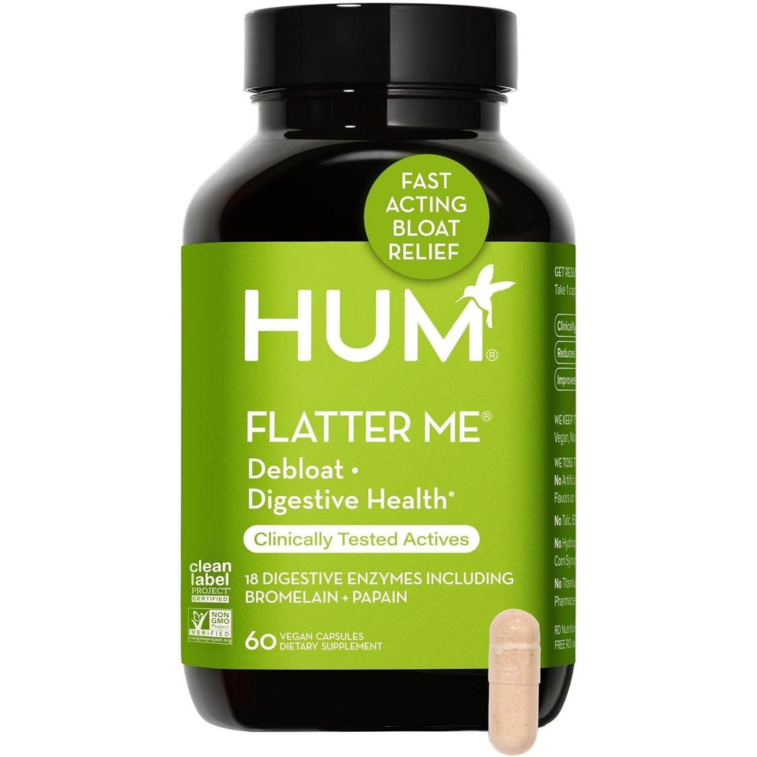 HUM Flatter Me Digestive Enzymes Bloating Supplement- Fast-Acting ...