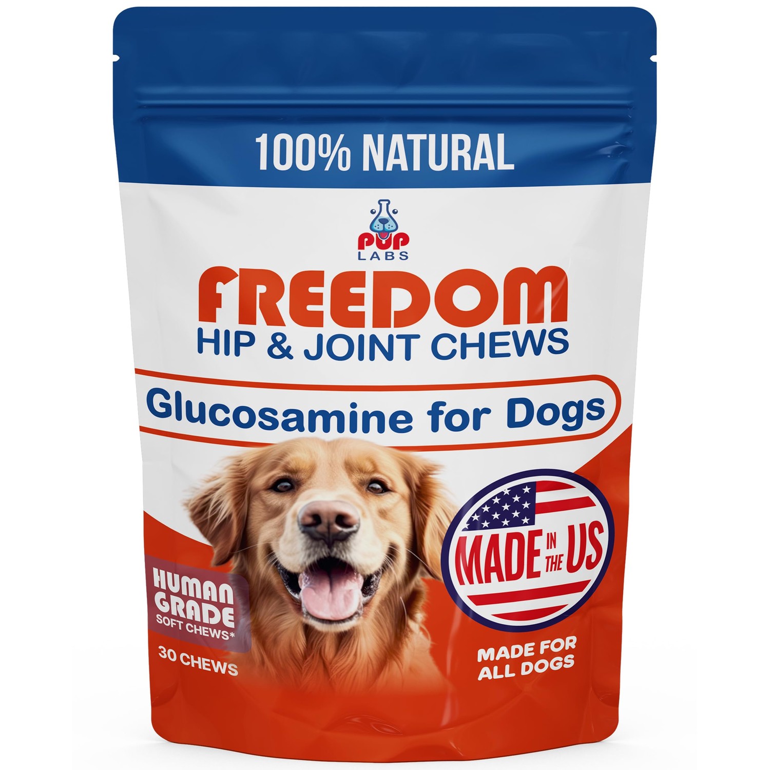 Pup Labs Freedom Joint Chews, Dog Glucosamine Packed with Super ...