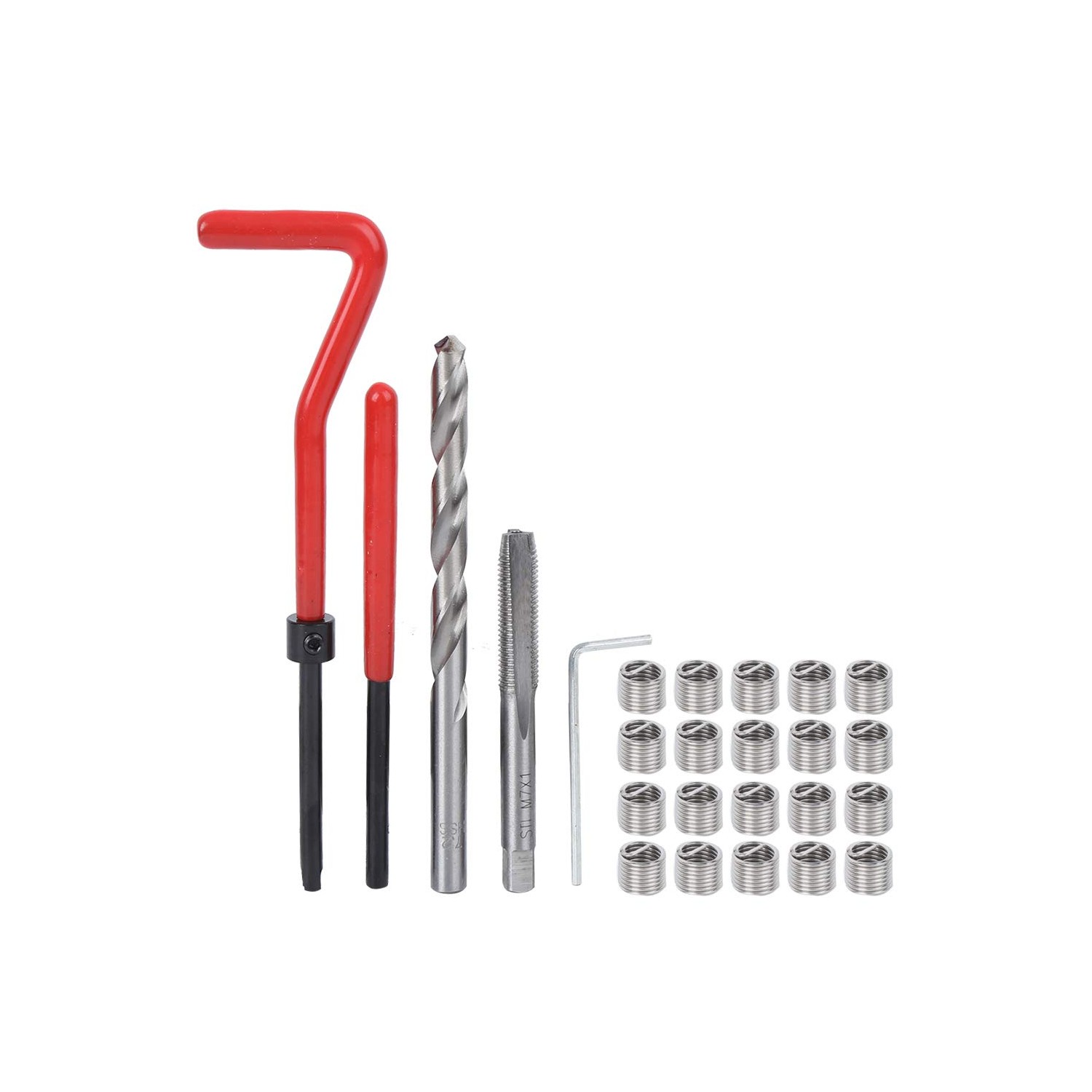 25 Pieces M7 Thread Repair Insert Kit with Transparent Plastic Box for ...