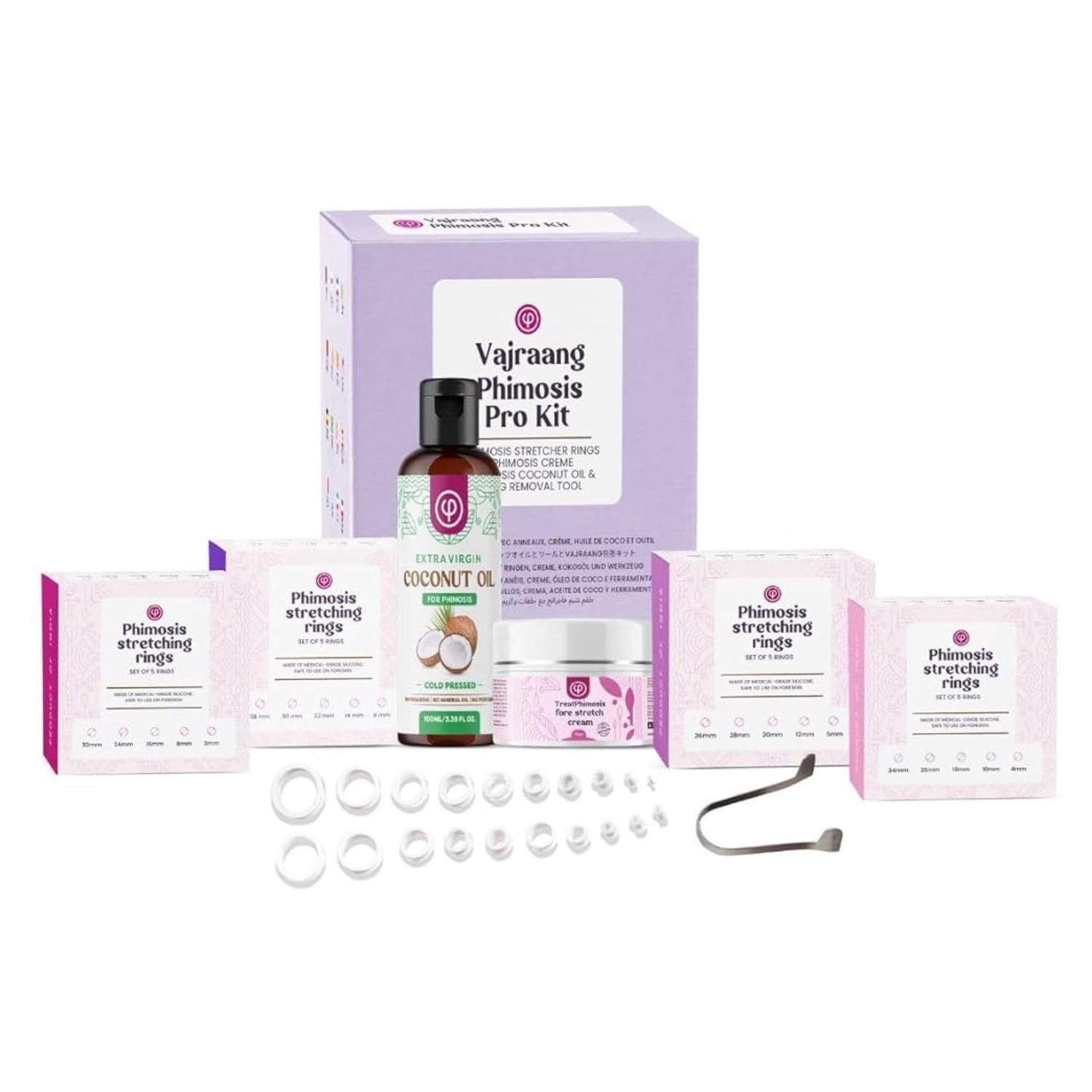 Phimosis Pro Kit with 20 x Phimosis Rings, 1 x Phimosis Cream, 1 x ...