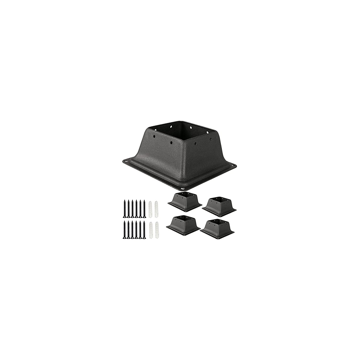 SPACEEUP Post Base 6 × 3.53 x 2.46'' Black Square Brackets 5 Pcs ...
