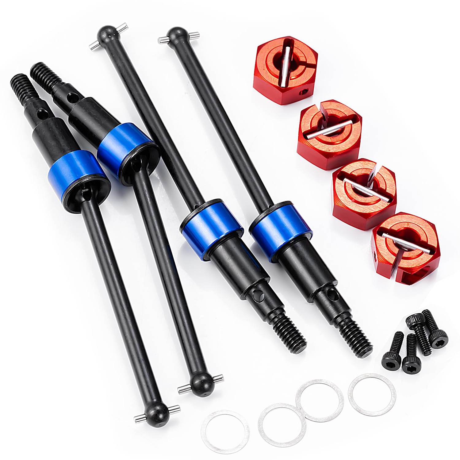 BRKRC Steel Front Rear CVD Axles Drive Shafts Set with Aluminum Wheel ...