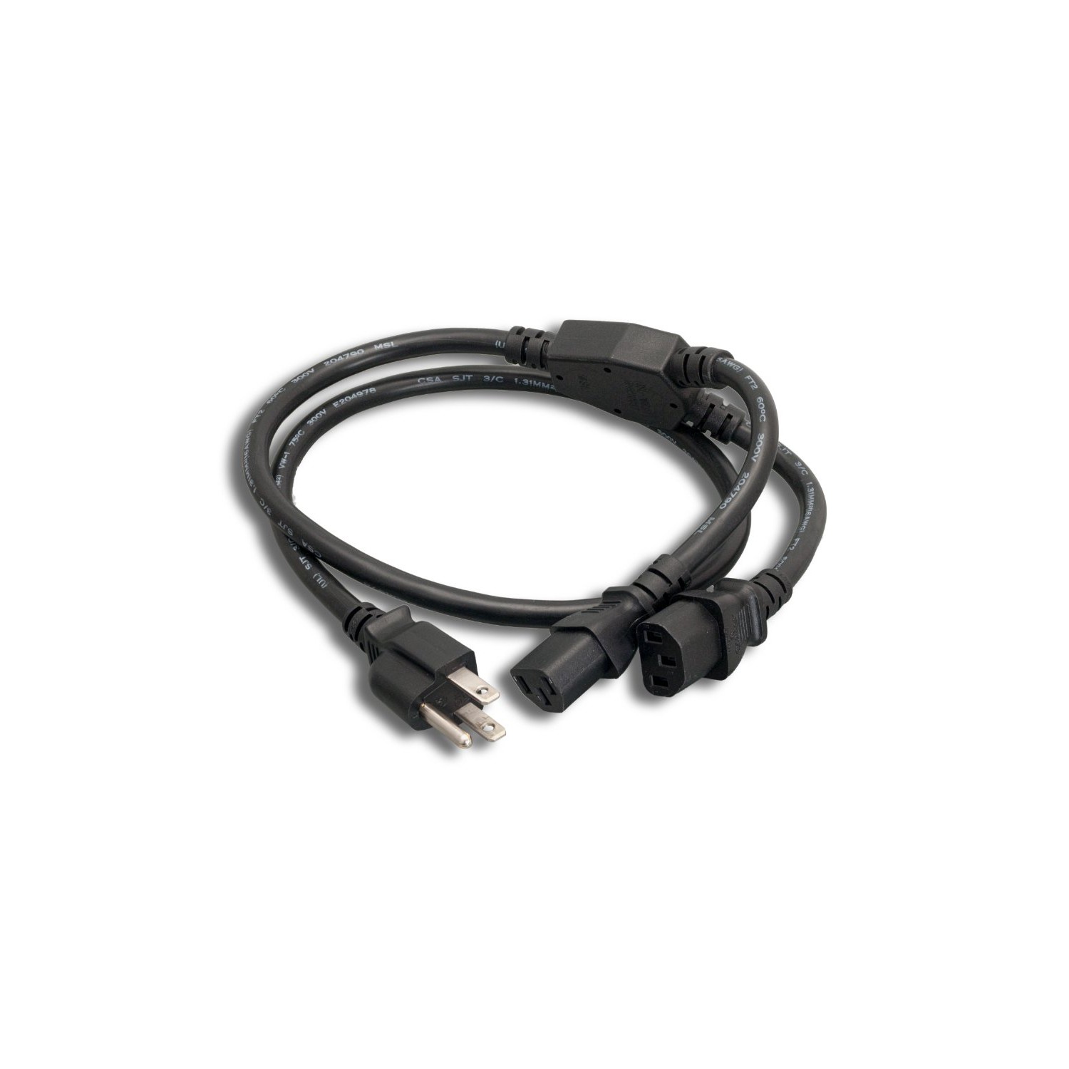 Cablelera AC Power Splitter Y Cable NEMA 5-15P 2X IEC-320-C13 Sjt 16AWG ...