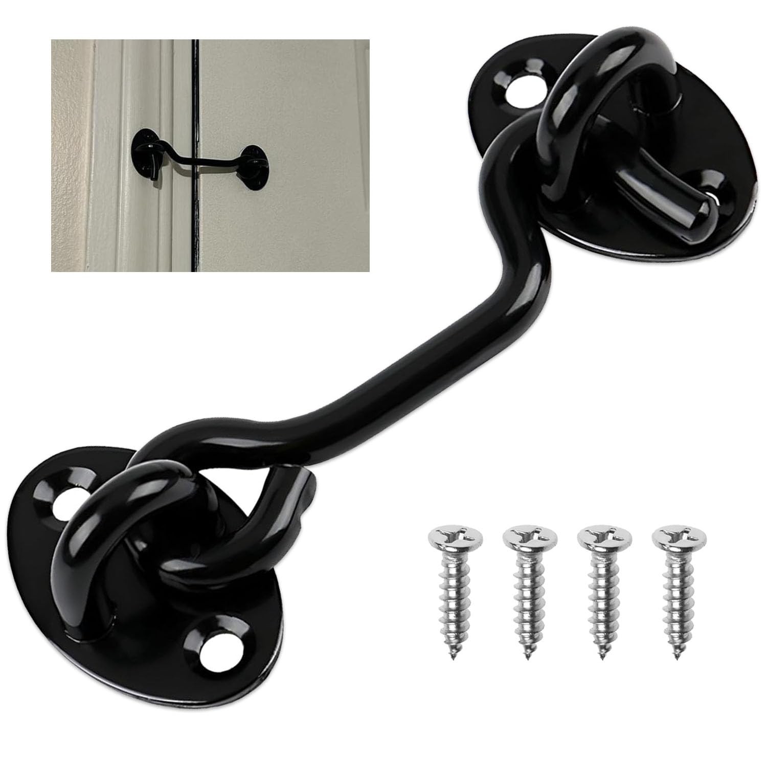 3 Inch Hook and Eye Latch, Stainless Steel Gate Hook Lock, Door Lock ...