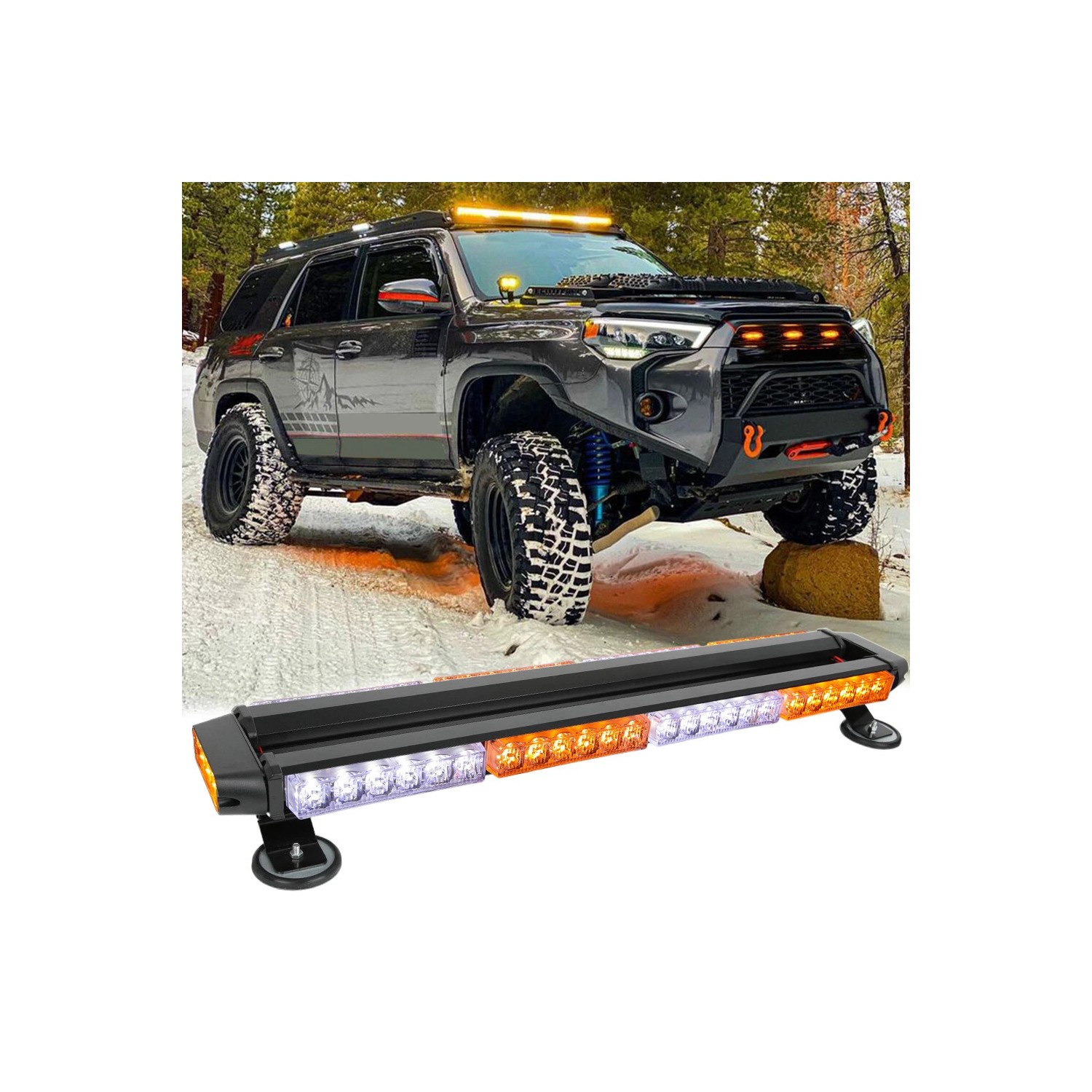 KEEPDSGN 26" Strobe Light Bar Rooftop Double Side Emergency Warning ...