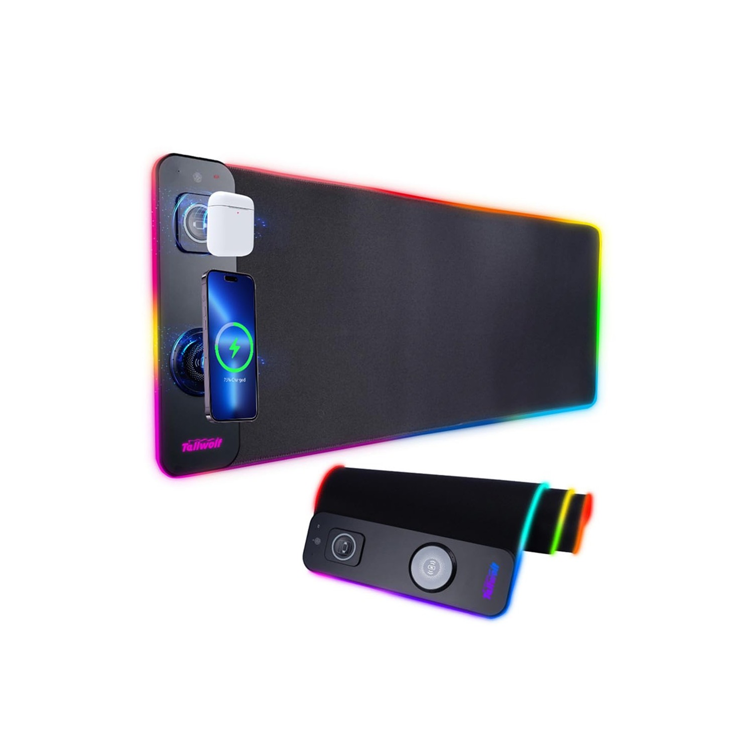F.QYNing 3-in-1 Wireless Charging RGB Gaming Mouse Pad, 15 W 10 Light ...