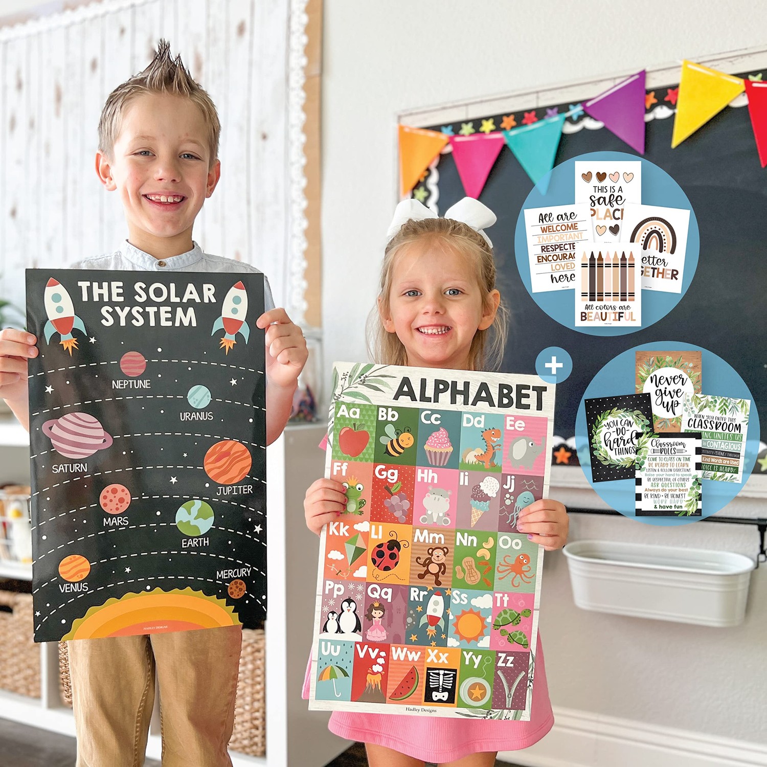 4 Farmhouse Pre K Learning Posters For Toddlers 1-3 - ABC Posters, 6 ...