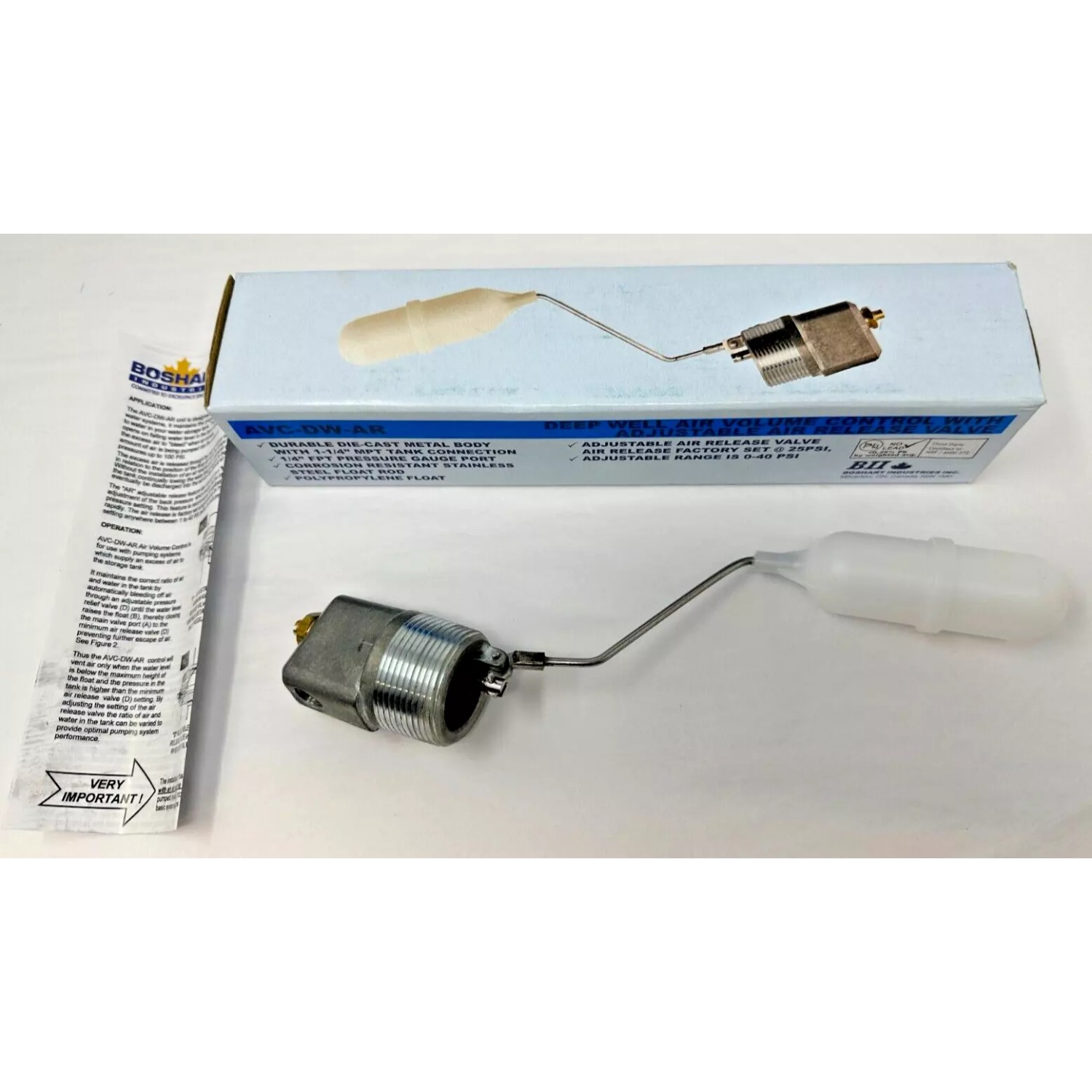 Boshart Air Volume Control For Deep Wells, Air Release Valve Float AVC ...