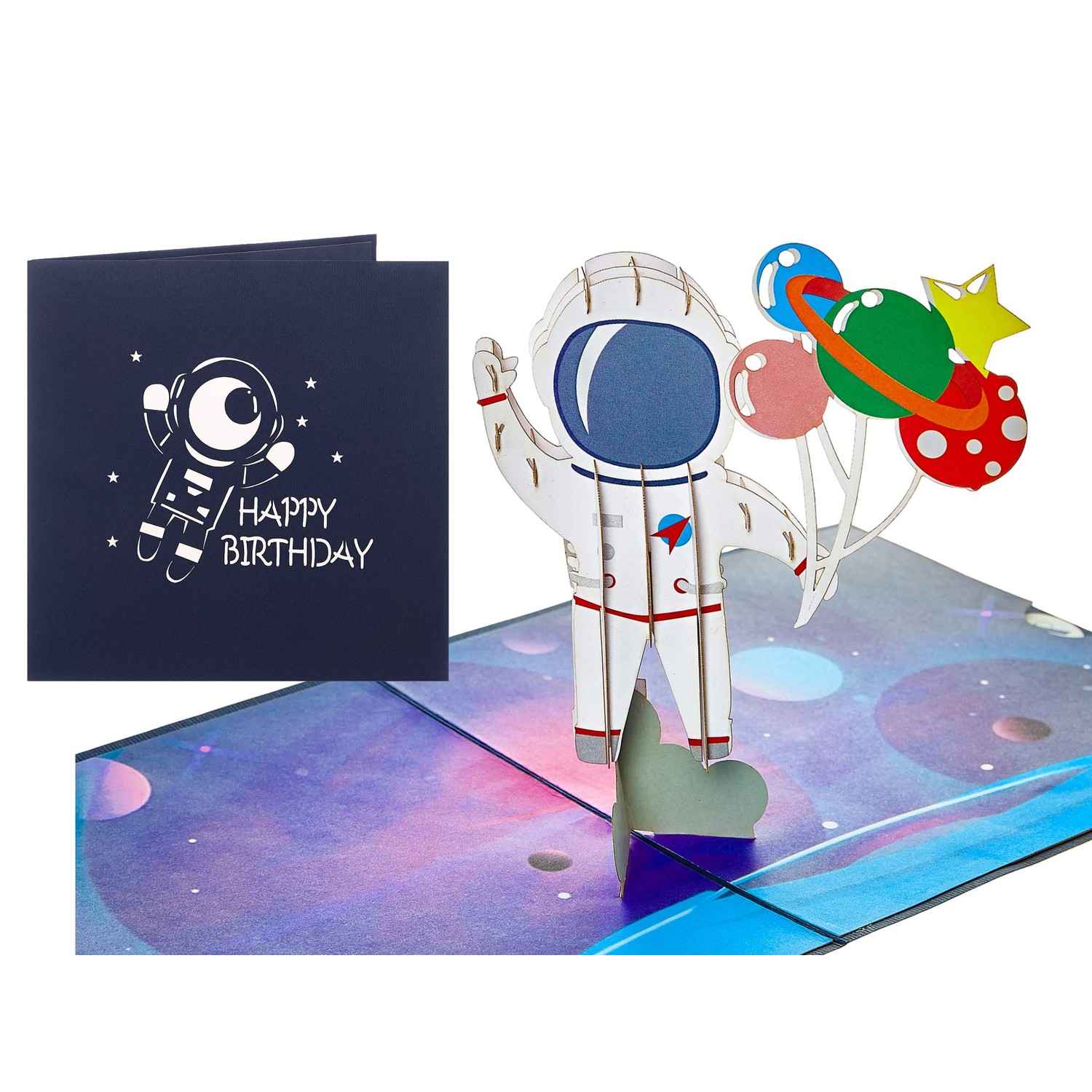 Rykamia Spaceman Birthday Pop Up Card, Space Shuttle Birthday Card ...