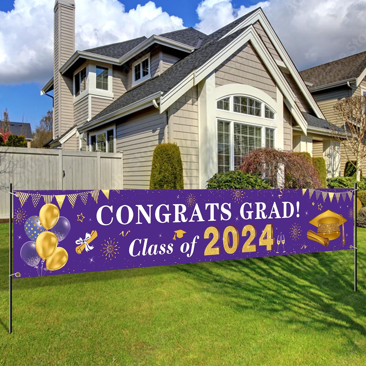 2024 Graduation Decorations Congrats Grad Class of 2024 Banner - Purple ...