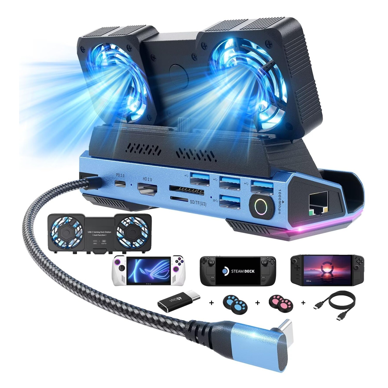 YCE 13-in-1 Disassembly Cooling Fans Steam Deck Docking Station with 4K ...