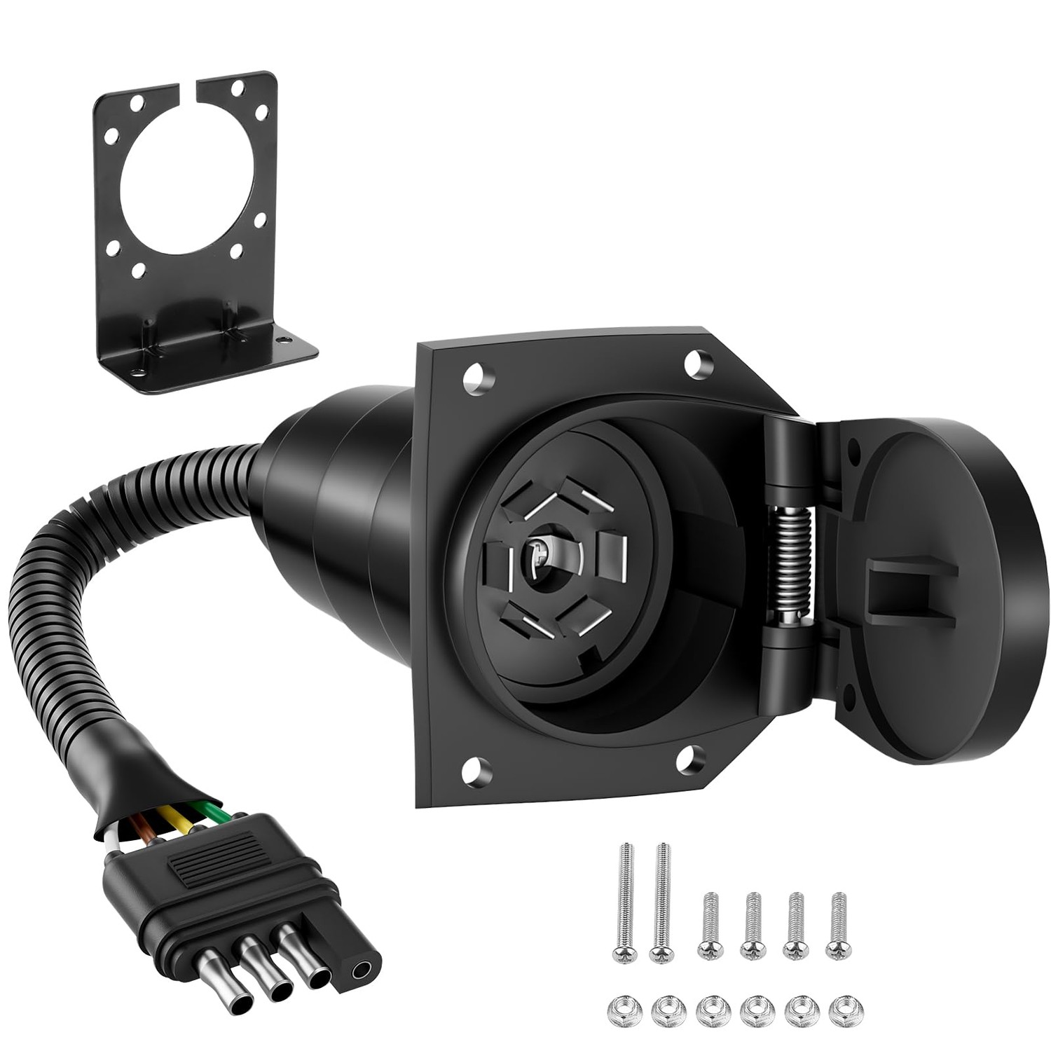 YONHAN 4 Pin to 7 Pin Adapter Trailer Light Adapter 4-Way Flat Truck to ...