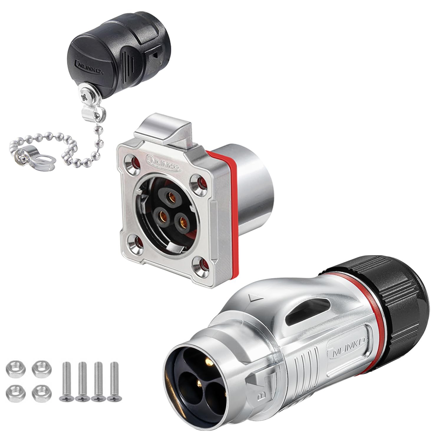 CNLINKO BD-24 3 PIN Industrial Waterproof Connectors, IP68 Circular ...