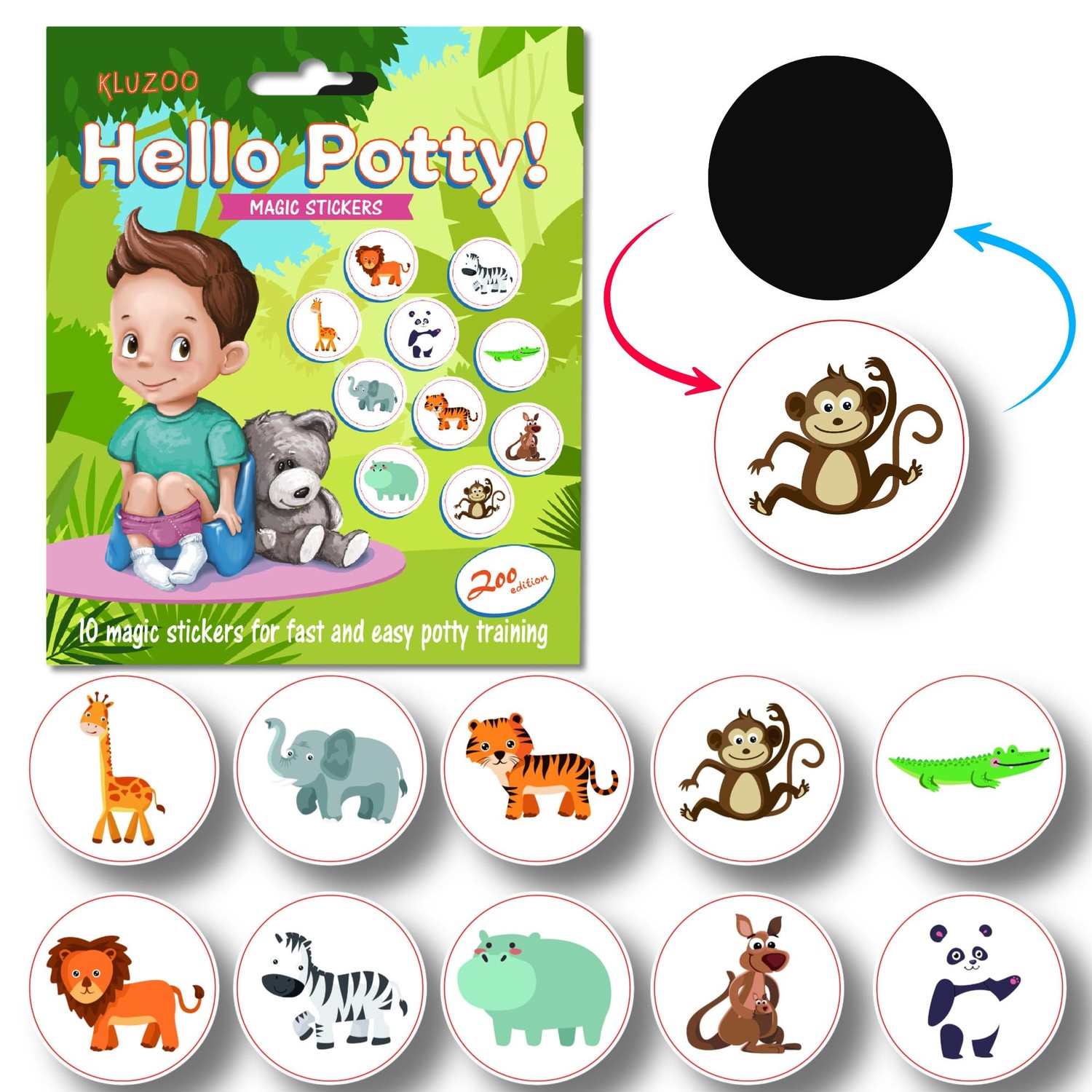 Potty Training Magic Stickers with Dinosaurus - 10 Stickers - Hello ...