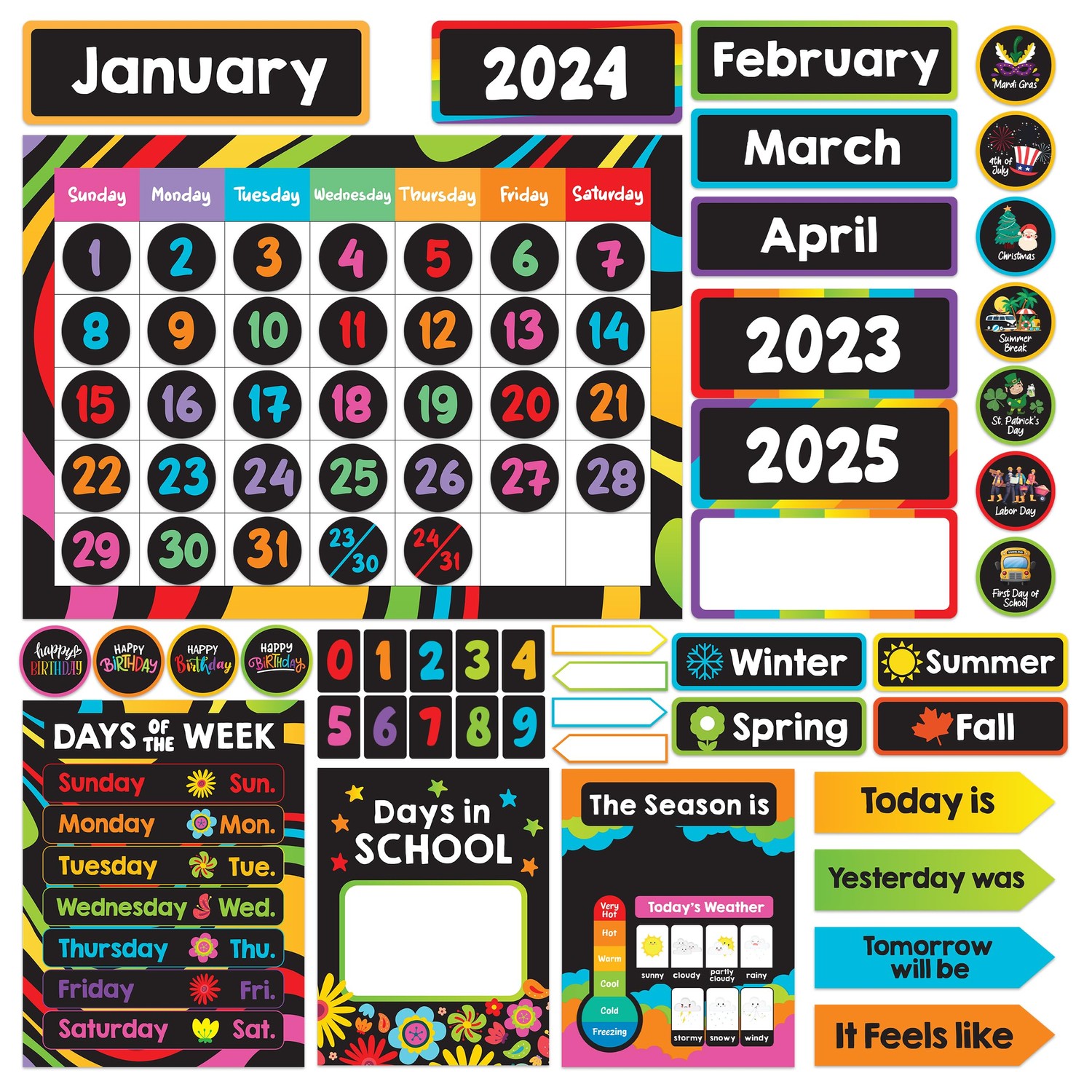 Decorably 143 Pcs Classroom Calendar Set Bulletin Board - School ...