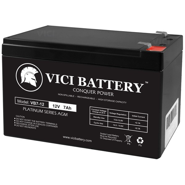 VICI Battery 12V 7AH Battery for FireShield FS302 Three-Zone Panel ...