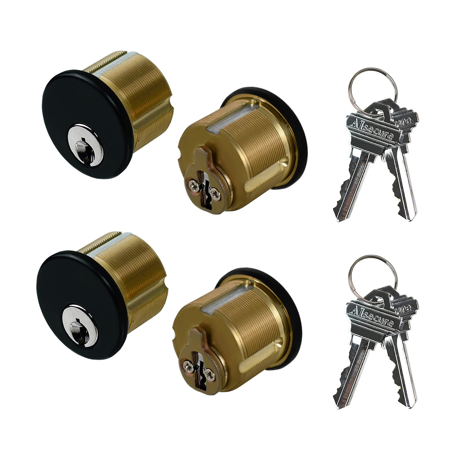 AIsecure Brass Mortise Cylinder Lock with SC Keyway Keys Standard ...