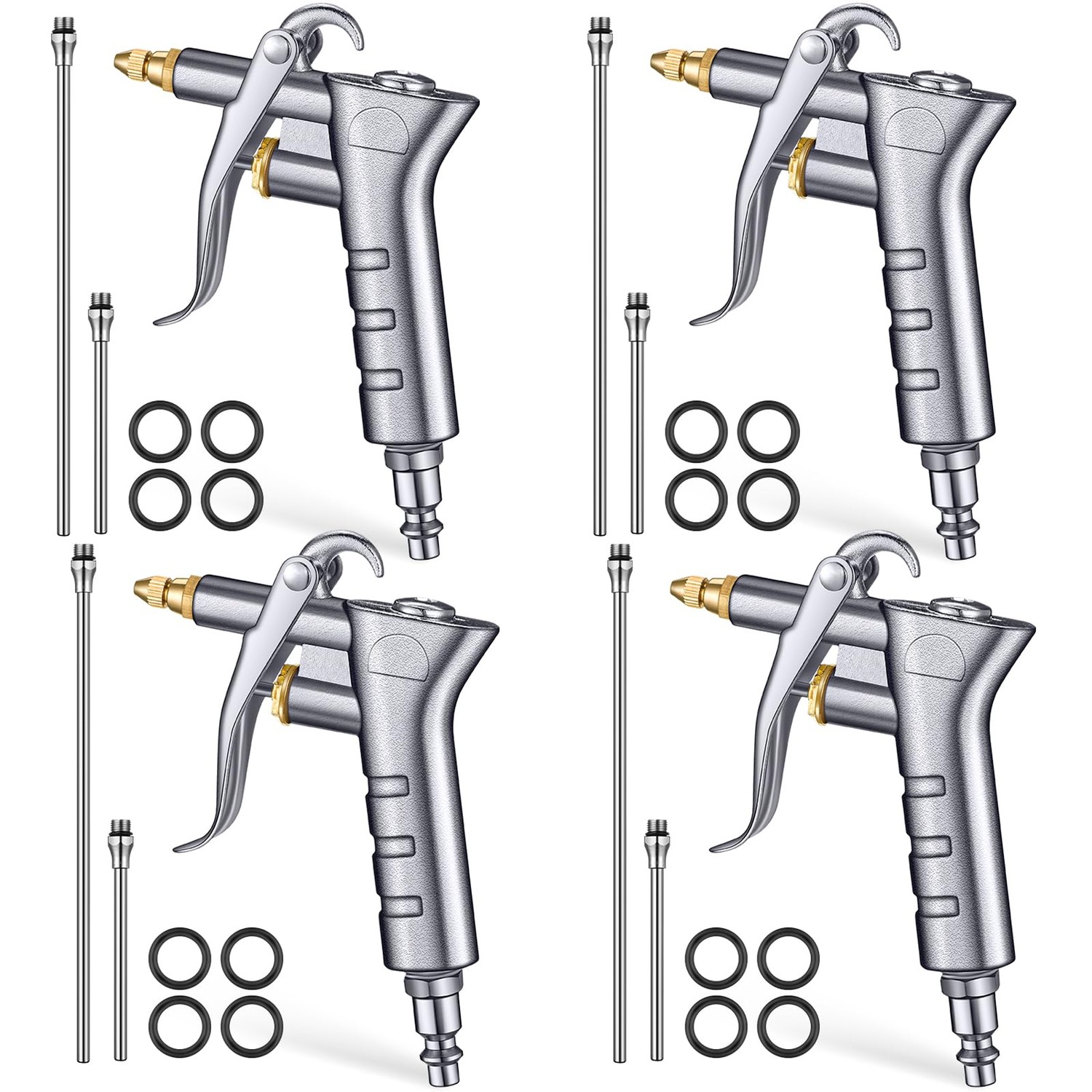 Threlaco 4 Pcs Industrial Air Blow Gun Compressor Air Gun with Brass ...