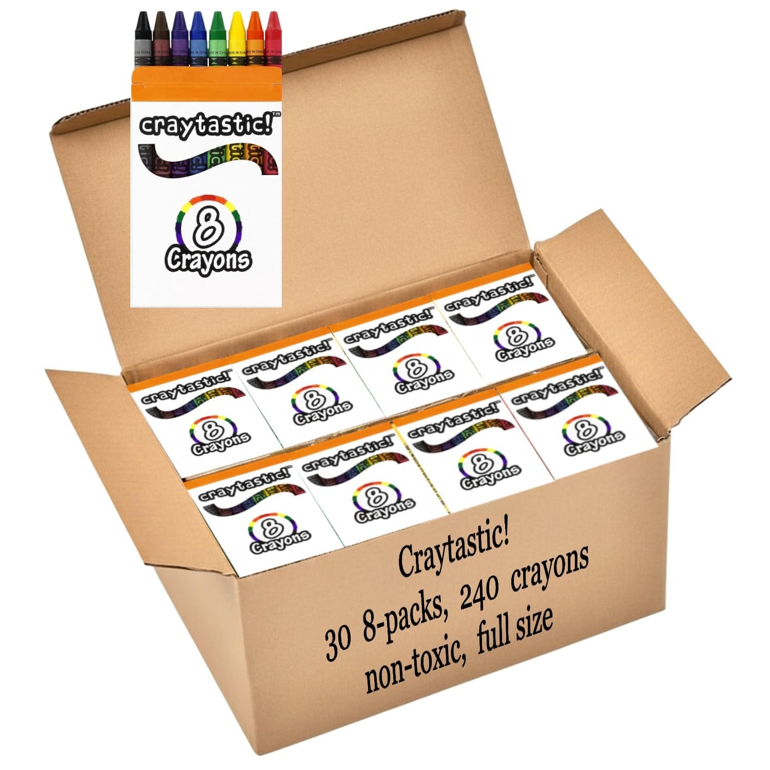 Craytastic! Bulk Crayons, 30 Individual Boxes of 8 colors/count Class ...