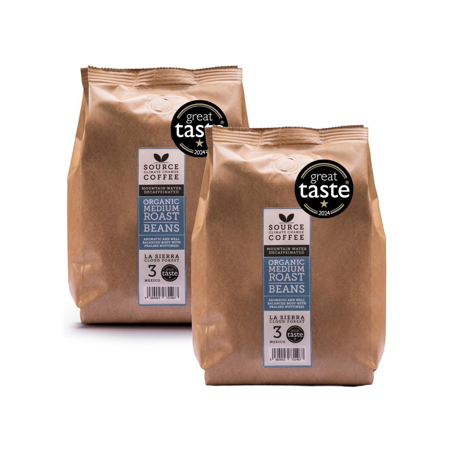 Whole Decaffeinated Coffee Beans - Organic, Award Winning Medium Dark ...