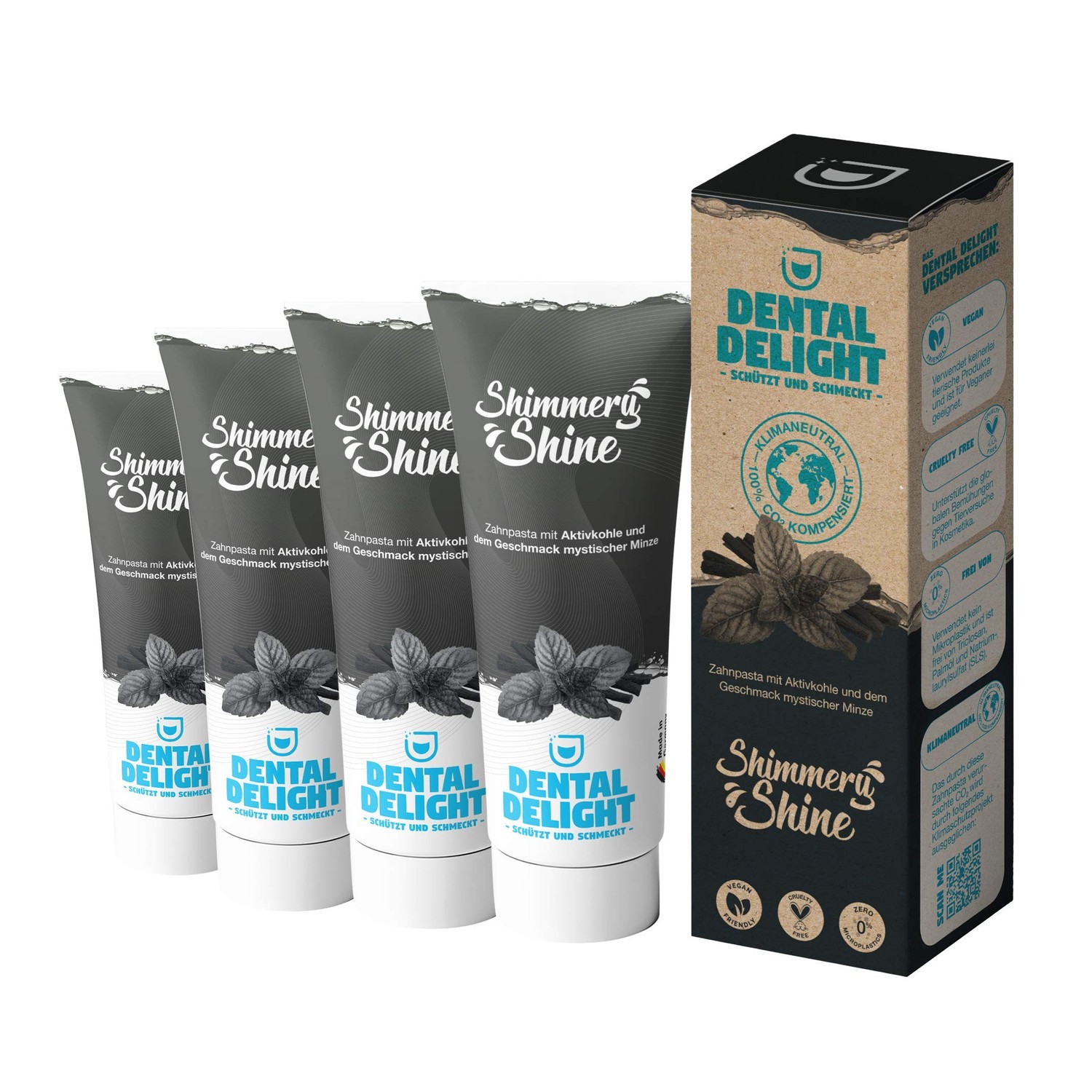Dental Delight Shimmery Shine 4 Count Toothpaste, Activated Charcoal ...