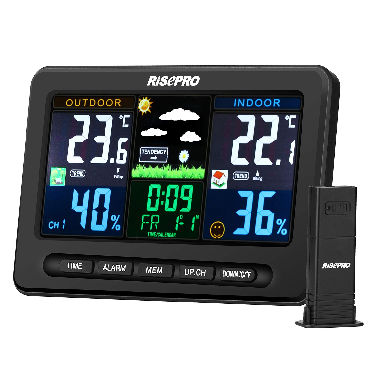 RISEPRO Wireless Weather Station with Outdoor Remote Sensor Indoor/Out ...