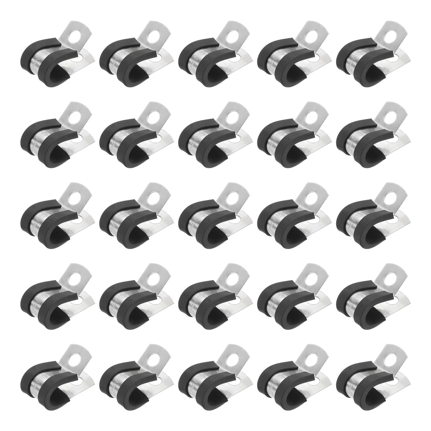 PATIKIL 10mm (3/8") Cable Clamps, 25 Pcs Rubber Coated Cushioned Pipe ...