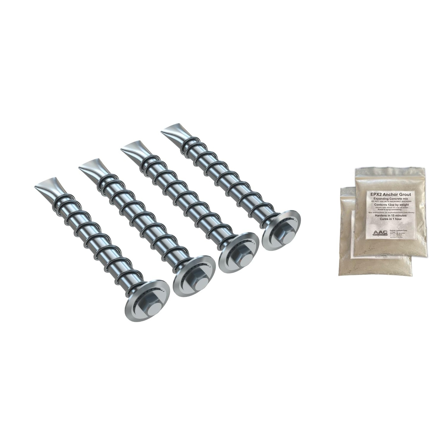 AK-4 Asphalt Anchor & Grout Kit - Four 1500 lbs. Pull Rated SP10-38 ...