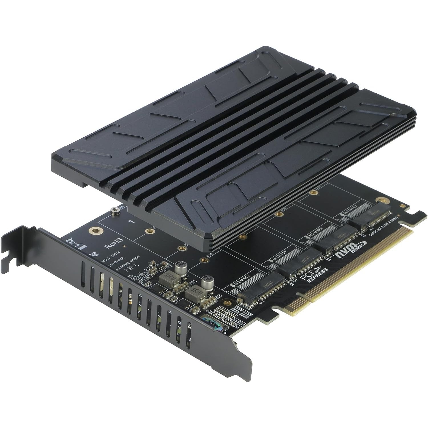 Quad NVMe PCIe Adapter, RIITOP 4-Port NVMe to PCI-e Express 4.0/3.0 x16 ...