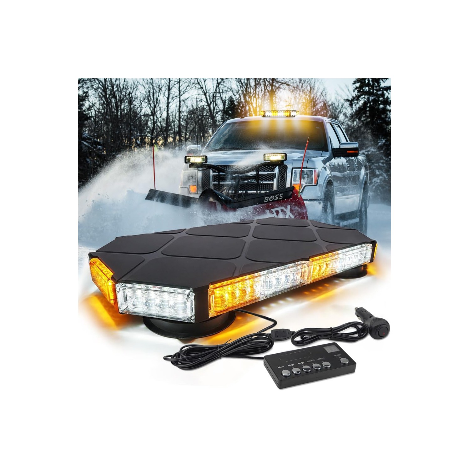 FOXCID 56 LED White Amber Mix Rooftop Strobe Beacon Lights Bar ...
