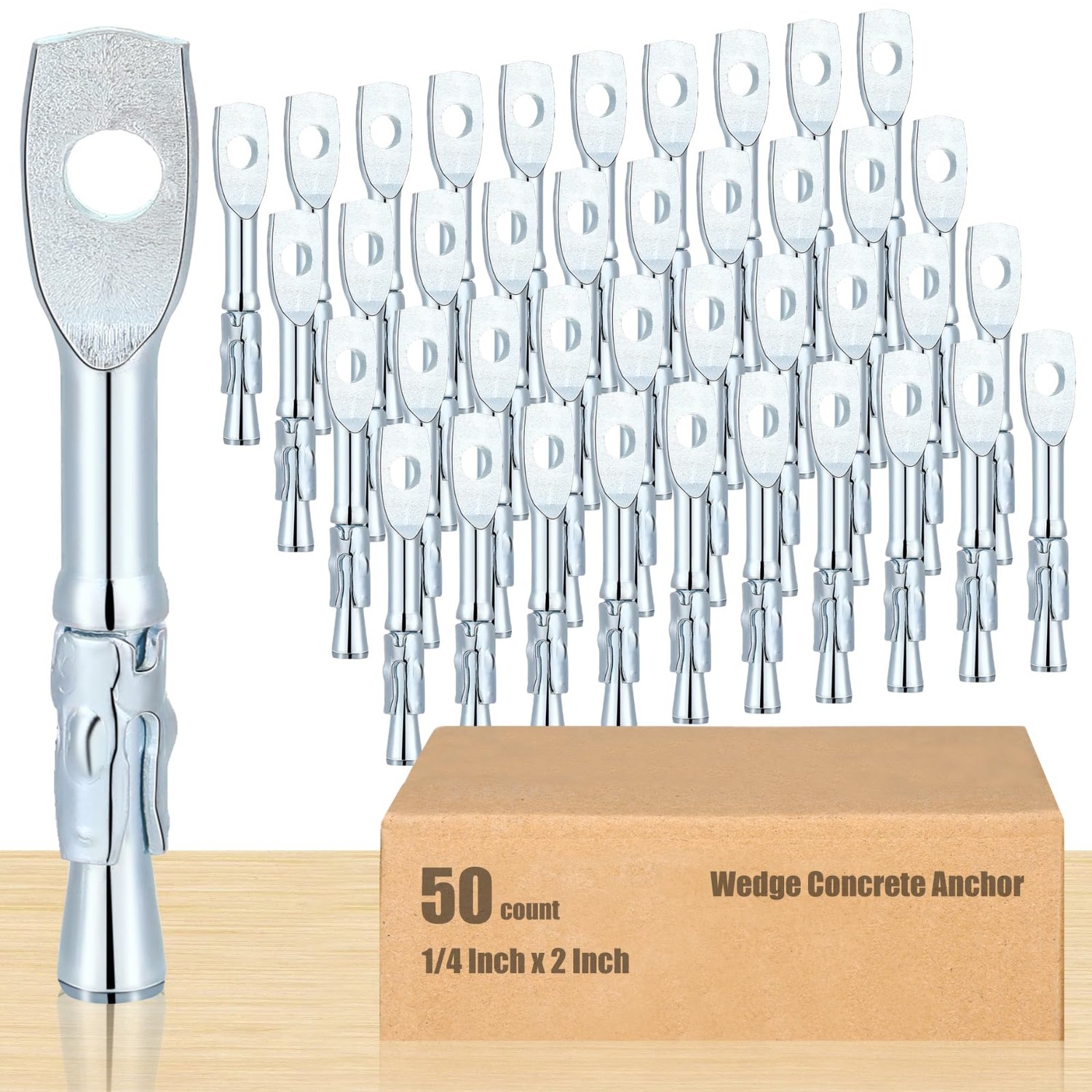Pasimy 50 Pcs Wedge Concrete Anchor 1/4 x 2 Inch Expansion Acoustical ...