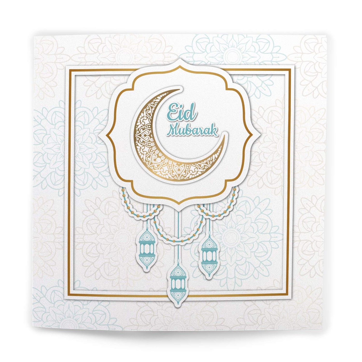 Michton Eid Mubarak Card | Happy Eid | Blue Lantern Eid Card - ibspot.com