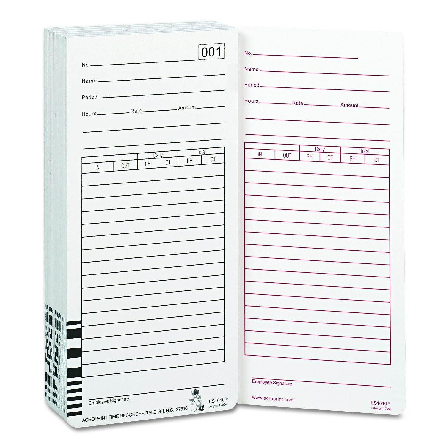 Acroprint 09-9111-000 Totalizing Payroll Recorder Time Cards ES1010 ...