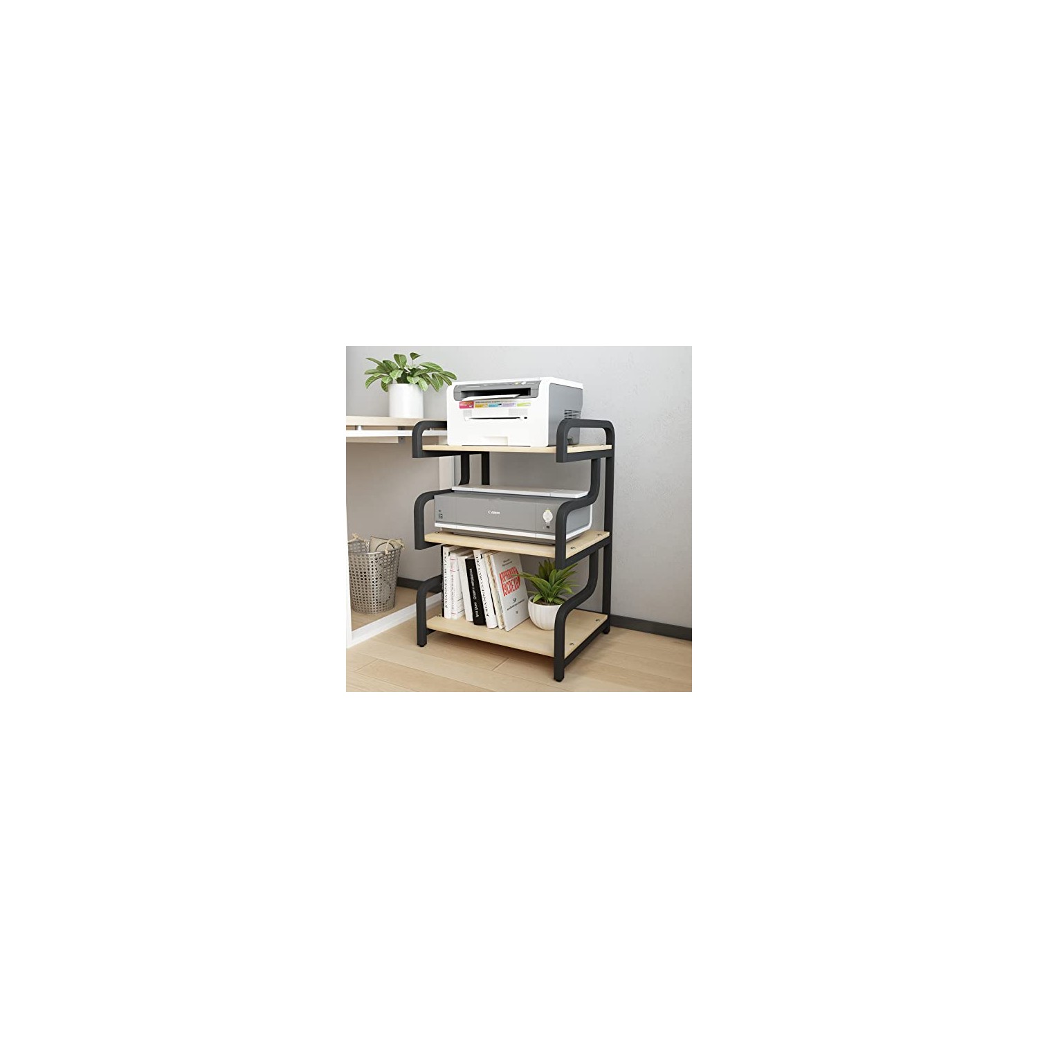 Natwind 3-Tier Printer Stand with Wheels Movable Storage Cart Floor ...