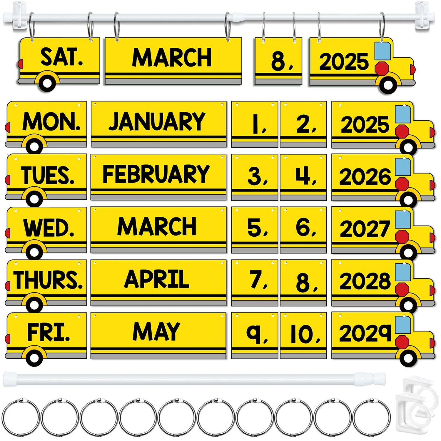 School Bus Flip Calendar for Classroom, Bus Flip Calendar with ...