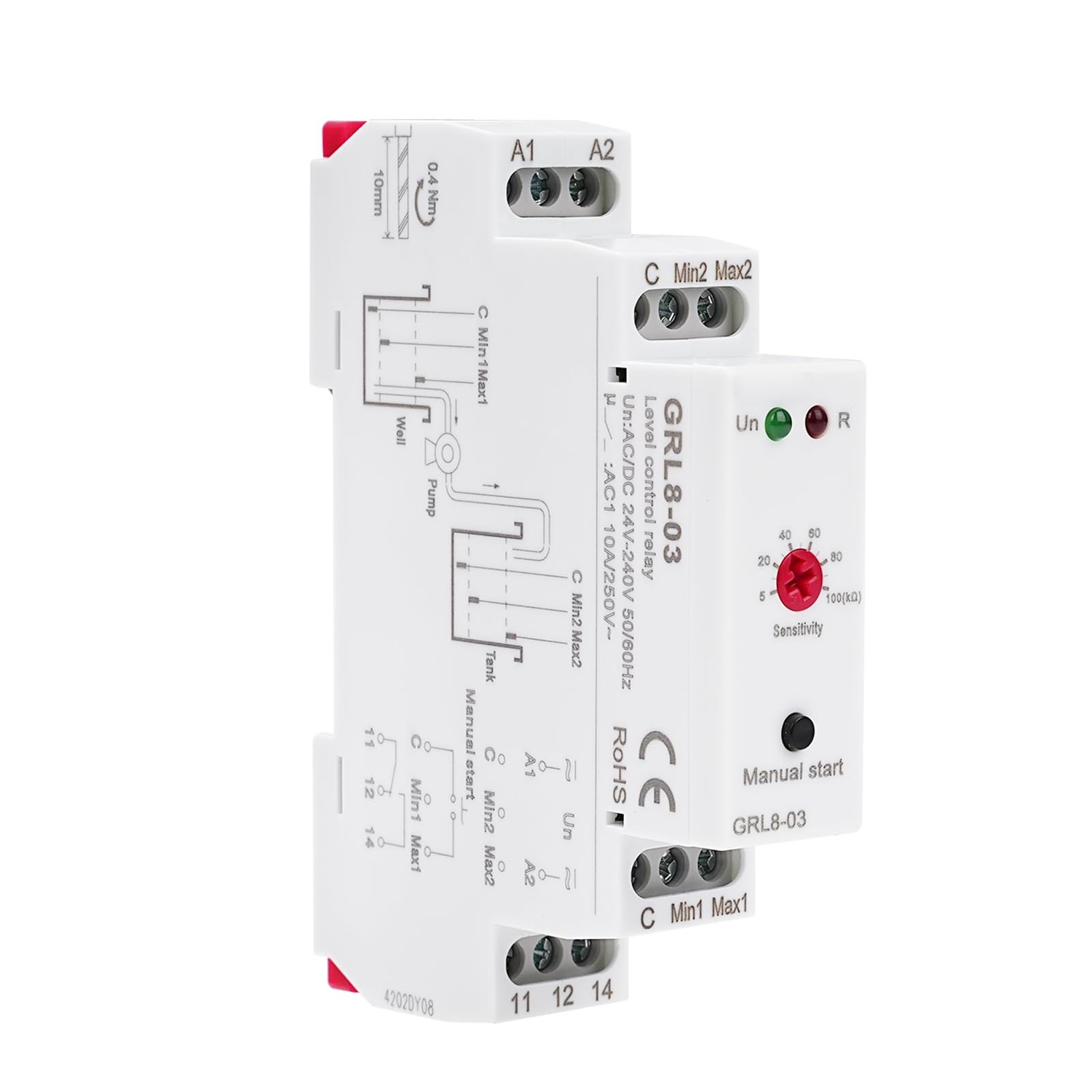 ZPSHYD GRL8-03 Water Level Controller Relay, AC/DC 24-240V 10A Liquid ...