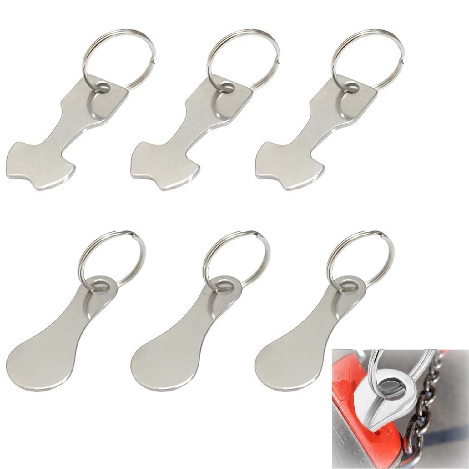 Pack of 6 Stainless Steel Shopping Trolley Tokens, Supermarket Shopping ...