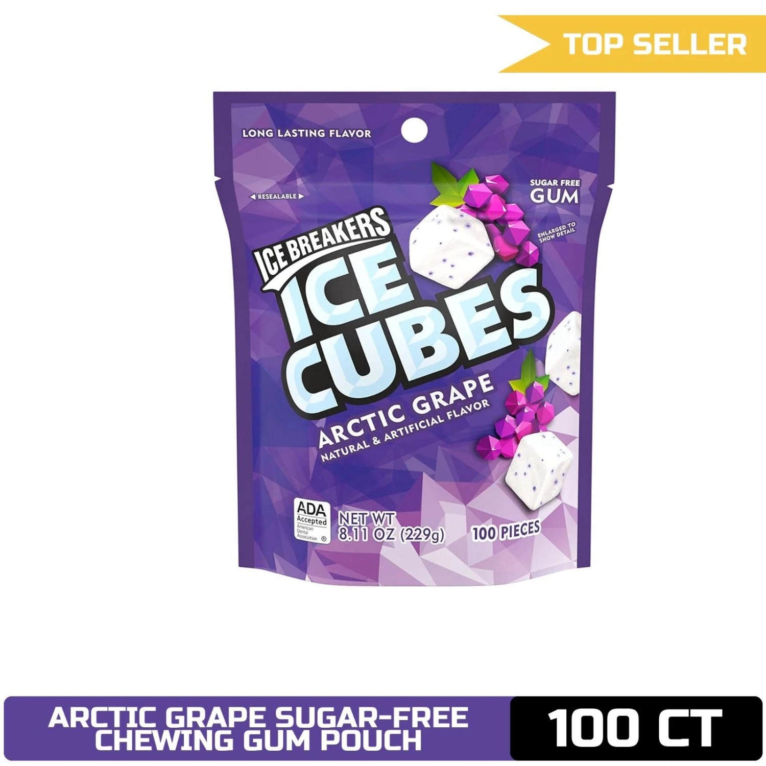 Ice Breakers Ice Cubes Arctic Grape Sugar Free Chewing Gum 100 Pieces ...
