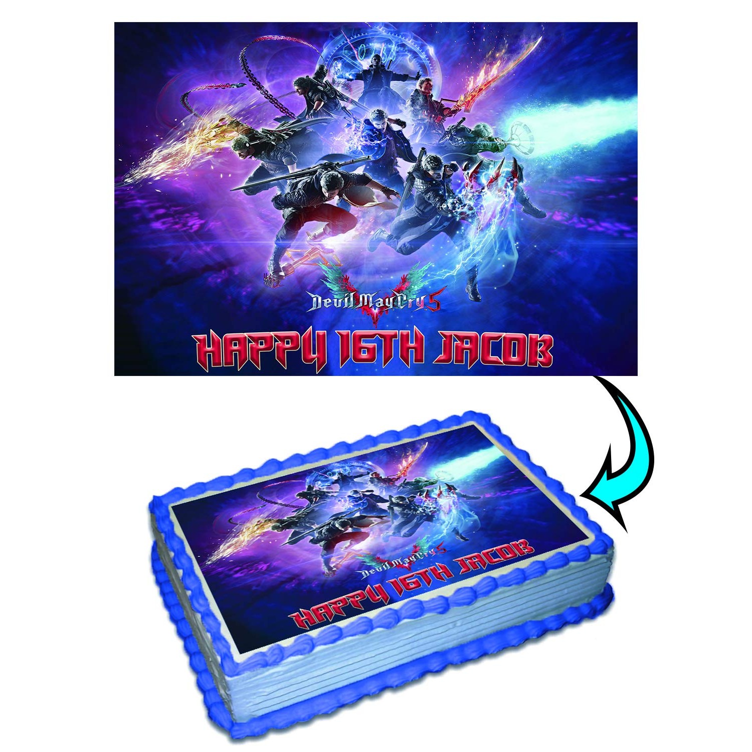 Devil May Cry 5 Personalized Cake Topper 1/4 8.5 x 11.5 Inches Birthday ...
