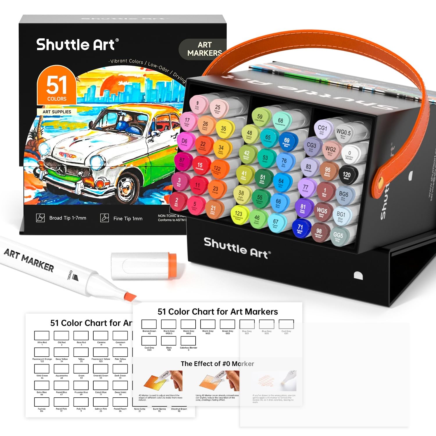 Shuttle Art Shuttle Art 51 Colors Dual Tip Alcohol Based Art Markers ...