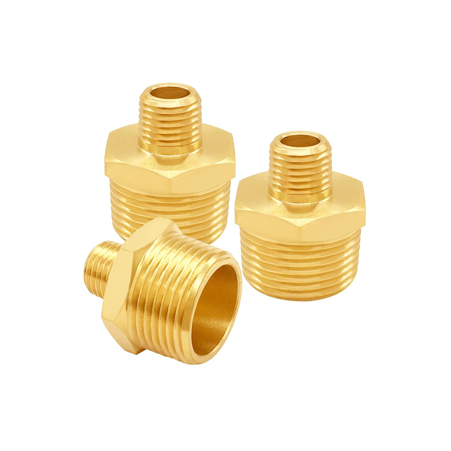 Uenede 3PCS Brass Reducer Adapter, 1/4" NPT Male to 3/4" NPT Male ...