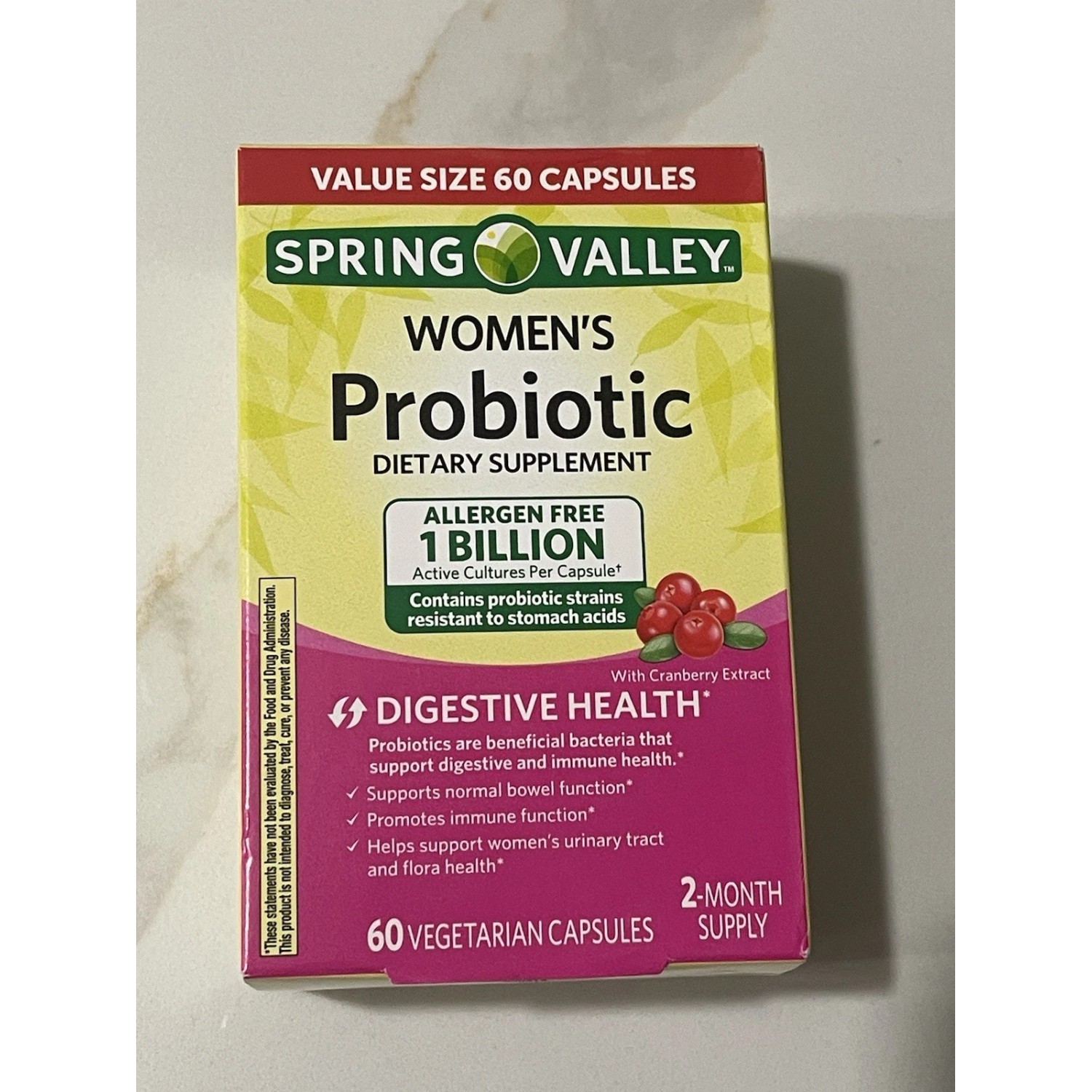 Spring Valley Womens Probiotic Vegetarian Capsule Dietary Supplement 60 ...