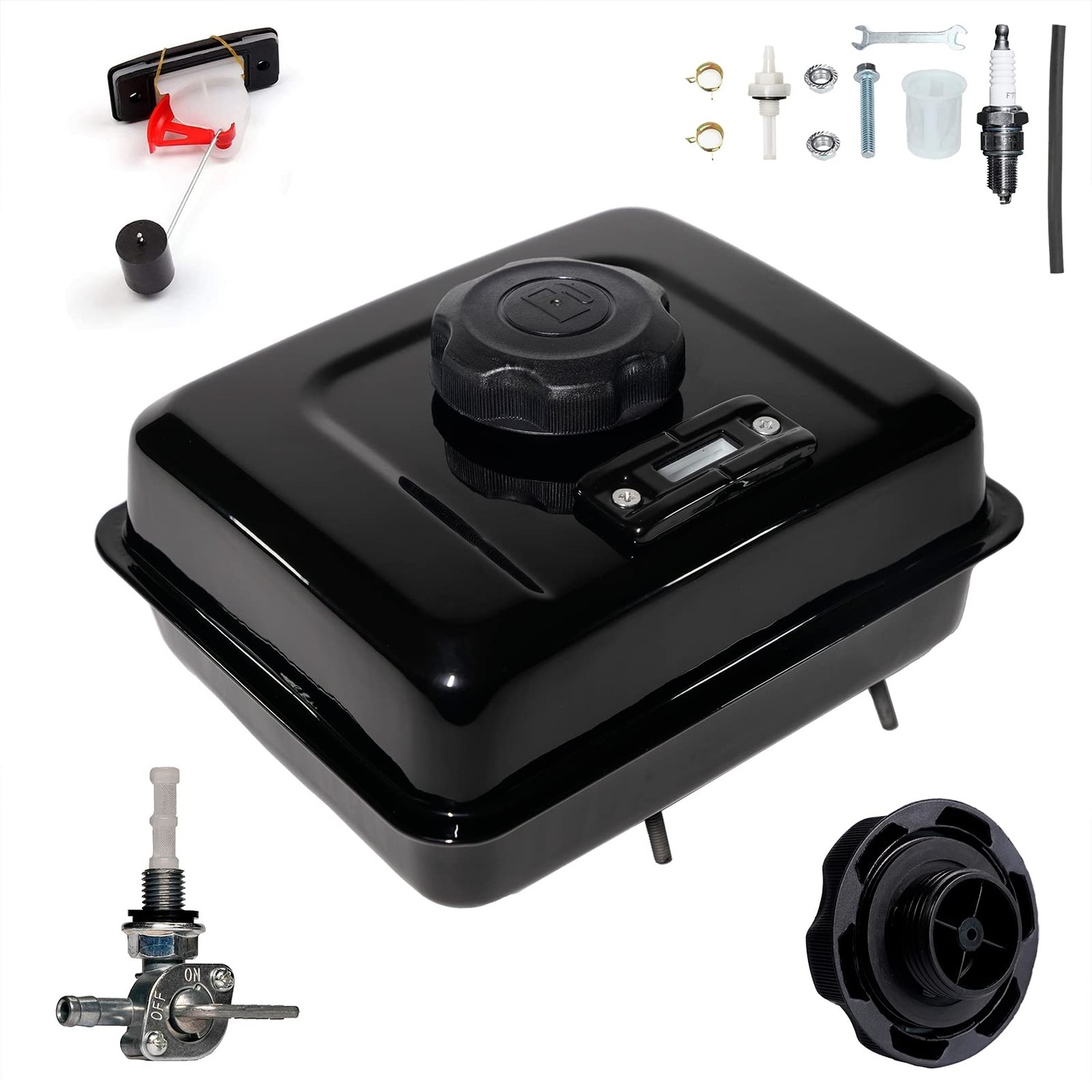 JMCHstore 1 Gallon Gas Fuel Tank W/ Fuel Gauge & Petcock for Predator ...