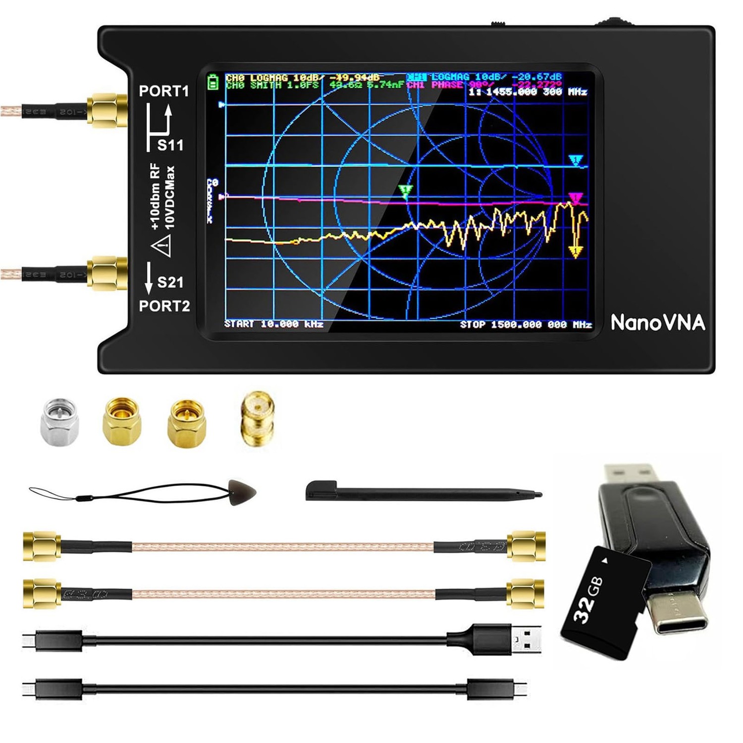 AURSINC NanoVNA-H4 Vector Network Analyzer 10KHz-1.5GHz V4.3 4 Inch ...