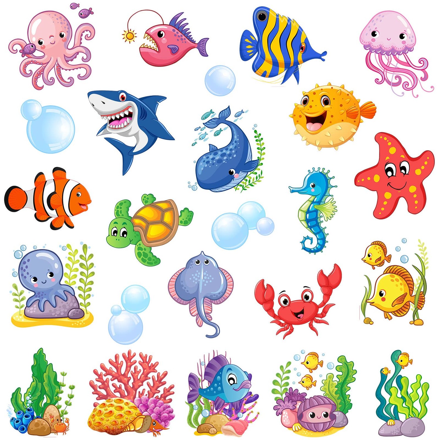 72 Pcs Sea Life Cut Outs Ocean Fish Cutouts Colorful Under The Sea ...