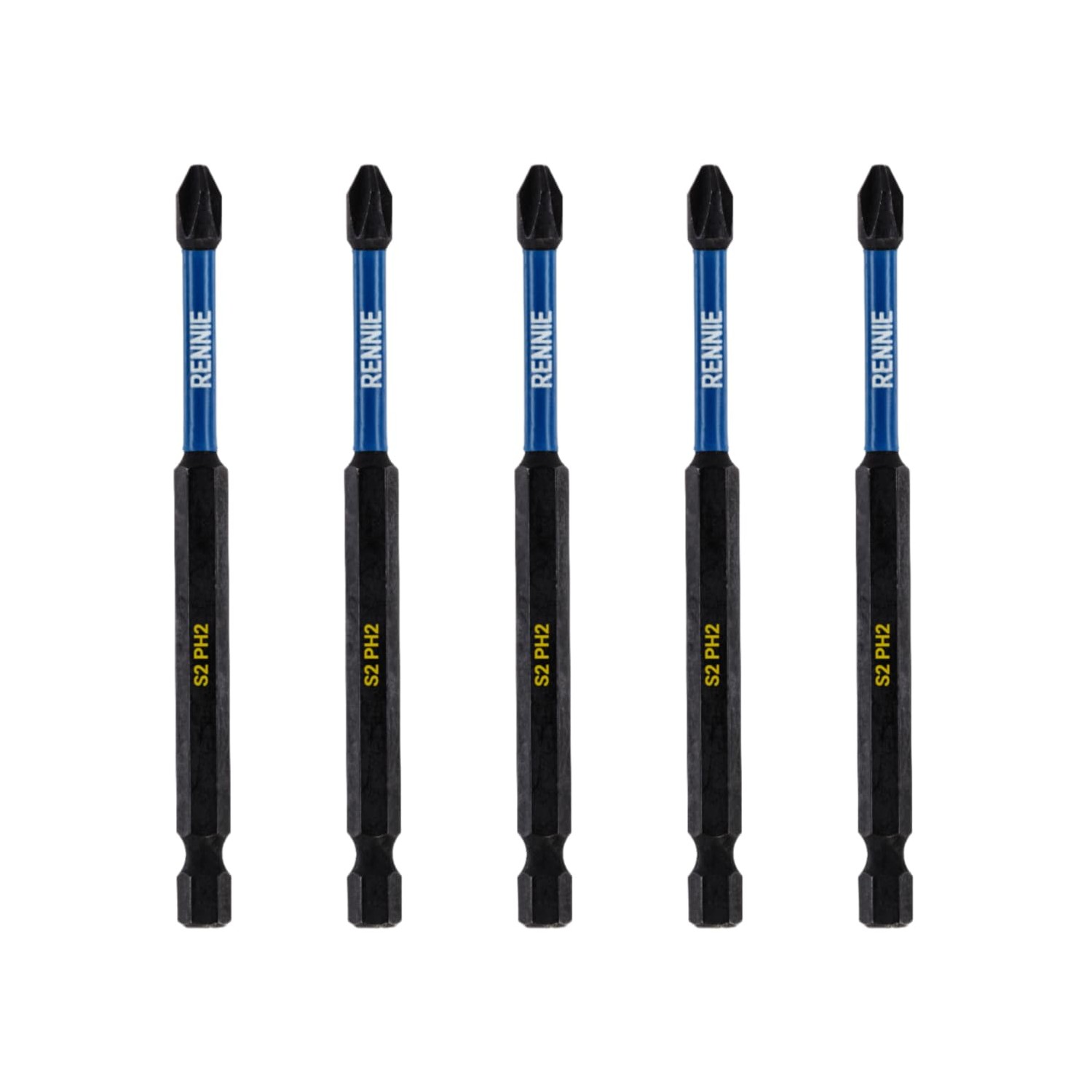 5 x Rennie Tools 100mm Long PH2 Impact Screwdriver Driver Bits Set ...