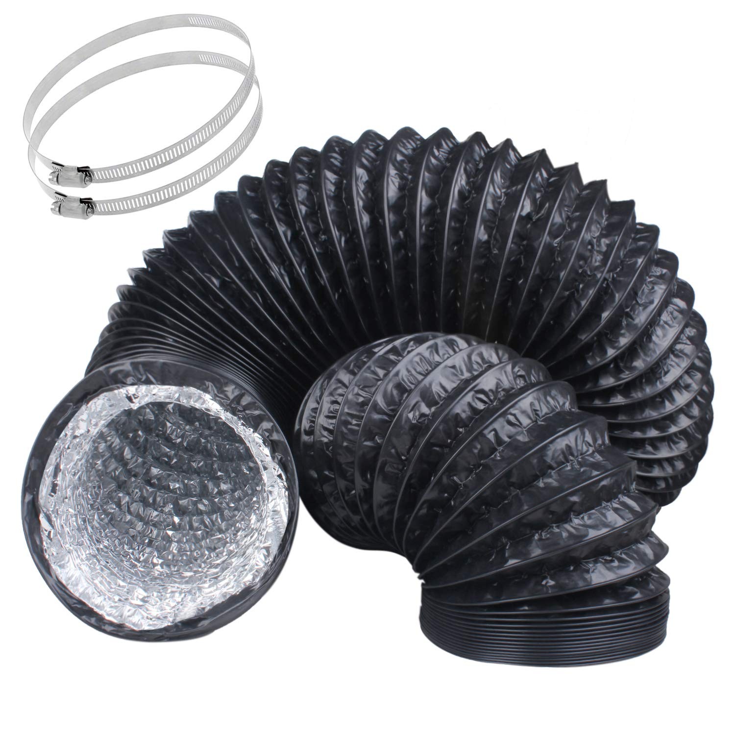 Eau Black Flexible 4-Layers Aluminum 6 Inch Dryer Vent Tube Transition ...