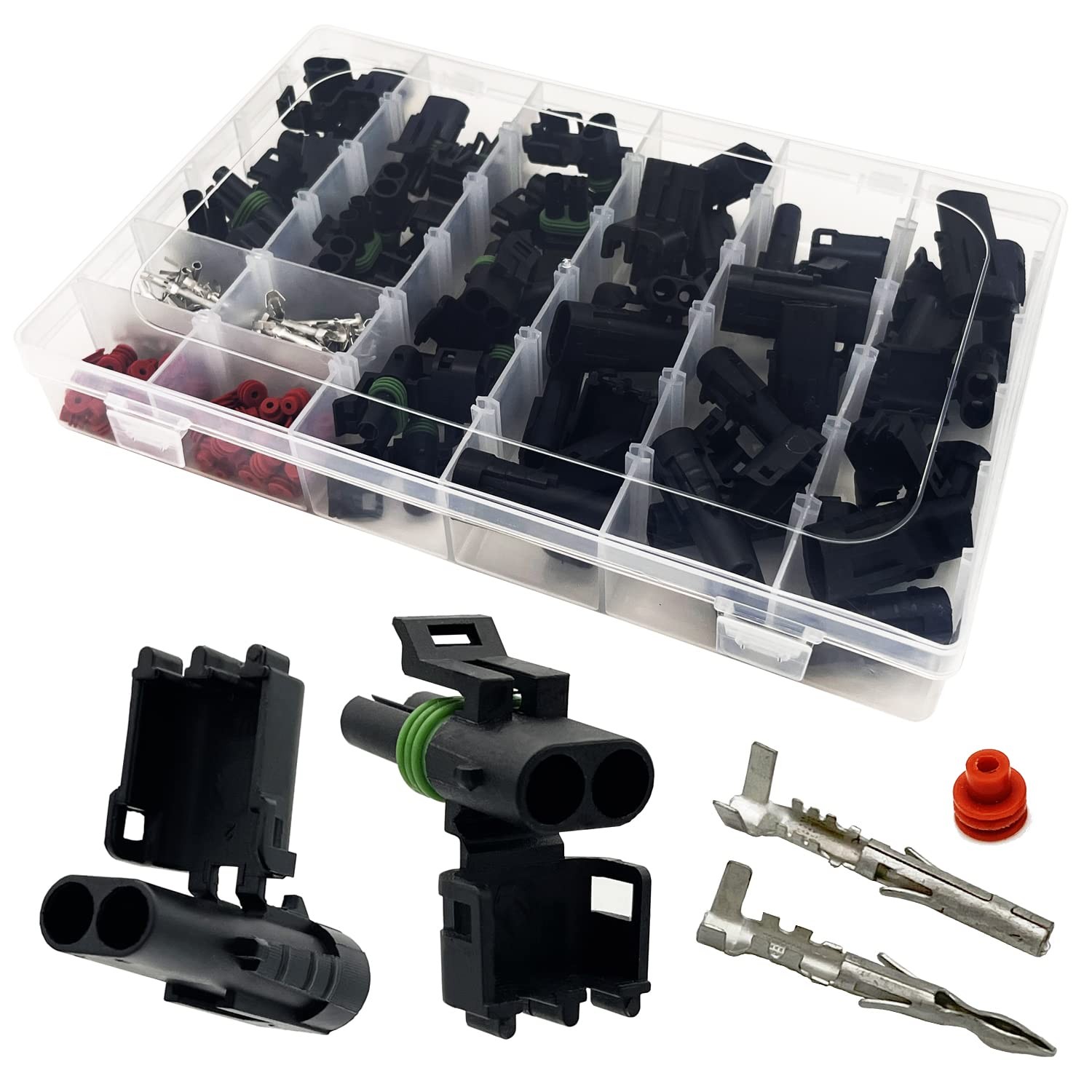 Twippo 20 Kits 2 Pin Connector Weather Pack Connectors Kit Waterproof ...